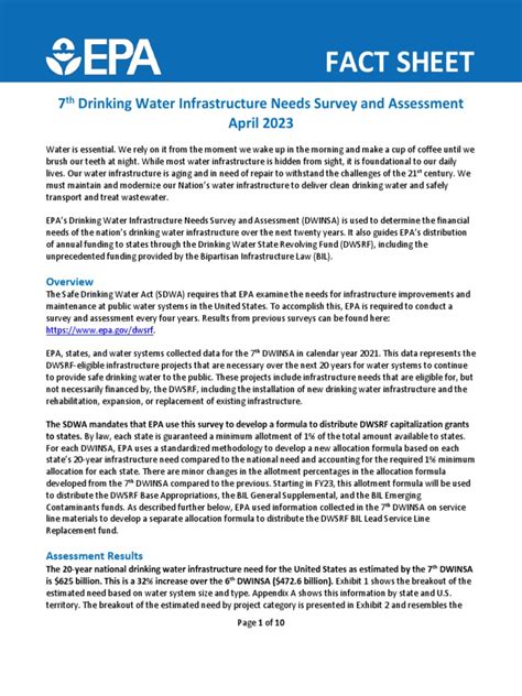 7th Drinking Water Infrastructure Needs Survey And Assessment April