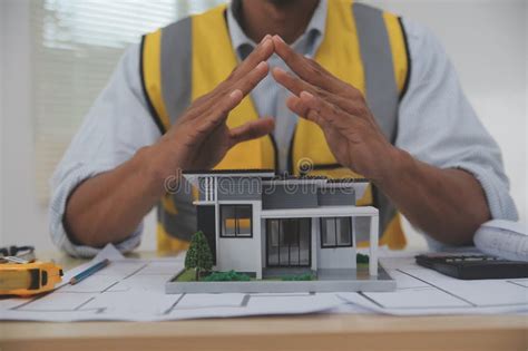 Architects Engineers Contractors Working In The Office With Blueprints Inspection Engineers