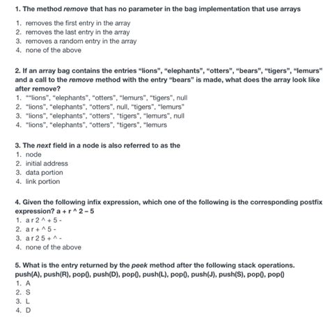 Solved 1 The Method Remove That Has No Parameter In The Bag