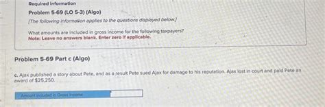 Solved Required Information Problem 5 69 LO 5 3 Algo Chegg Com