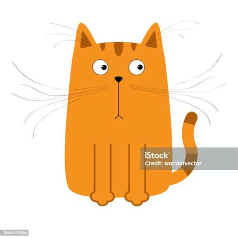 귀여운 빨간 오렌지 만화 고양이입니다 큰 수염 수염입니다 재미 있는 문자입니다 평면 디자인입니다 흰색 배경입니다 절연 고양이 새끼에 대한 스톡 벡터 아트 및 기타 이미지