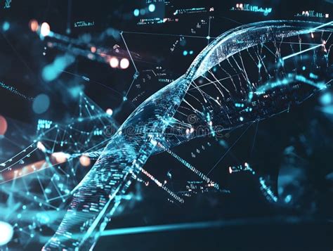 Abstract Dna Strand With Tech Interface Overlay Biotech Fusion High