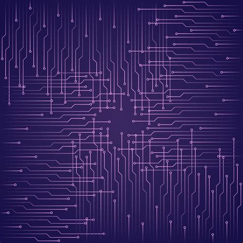 Abstract Technological Purple Background With Elements Of The Microchip Circuit Board