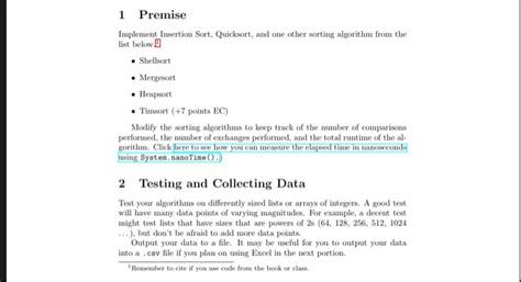 Solved 1 Premise Implement Insertion Sort Quicksort And