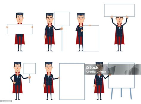 다른 빈 배너 포즈 뱀파이어 캐릭터의 집합입니다 포스터 종이 플 래 카드 화이트 보드를 가리키는 쾌활 한 뱀파이어가 르 친다 광고 홍보 가리키기에 대한 스톡 벡터 아트 및
