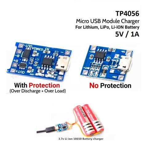 Jual Modul Cas Charger Baterai Lithium 18650 Tp4056 Micro Usb Cas Batre 5v 1a Shopee Indonesia