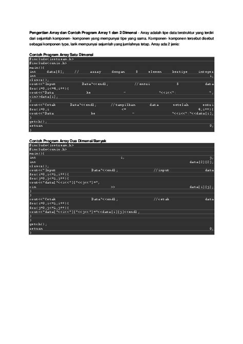 Doc Pengertian Array Dan Contoh Program Array 1 Dan 2 Dimensi Delfi