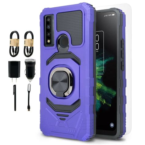 Value Pack For TCL XE XE Ring Hybrid Phone Case Magnet Mount Ready Grip Grids Kickstand