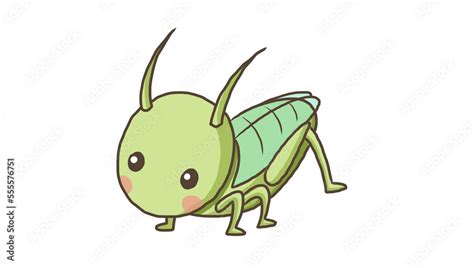 Grasshopper Cartoon Doodle Kawaii Anime Coloring Page Cute Illustration Drawing Clipart