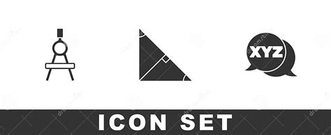 Set Drawing Compass Angle Bisector Of Triangle And Xyz Coordinate System Icon Vector Stock