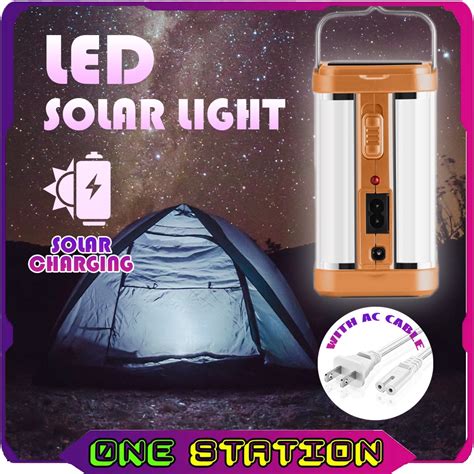 Led Solar Charging Light Portable Handle With Ac Rechargeable 2 Color