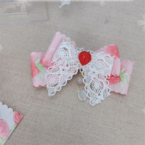 Strawberry Bigsmall Bow Hairclip