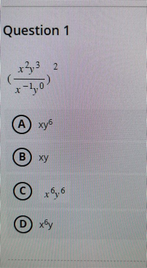Solved Question 1x2y3x 1y02a Xy6b Xyc X6y6d X6y