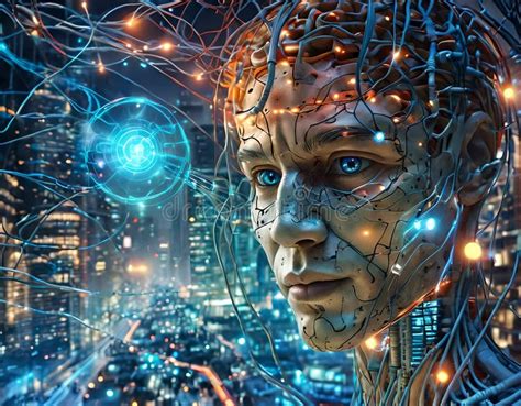 Realistic 3d Male Cyborg With Advanced Ai Integration Neural Networks And Futuristic Robotics