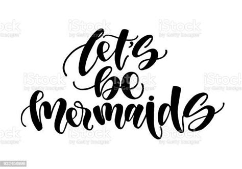 인 어를 합시다 여름에 대 한 영감 따옴표입니다 현대 서 예 구 손으로 그려진된 인 어의 꼬리 조개 불가사리 인쇄 및 포스터에 대 한 간단한 벡터 글자입니다 타이 포 그래피