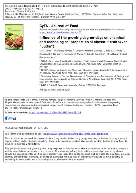 Pdf Cyta Journal Of Food Influence Of The Growing Degree Days On Chemical And Technological