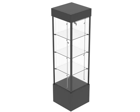 Four Tier Glass Tower Display Case Isolated On Background 3d Rendering