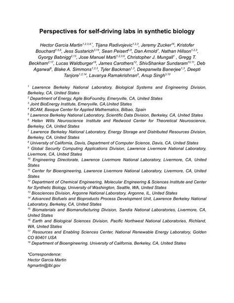 Pdf Perspectives For Self Driving Labs In Synthetic Biology