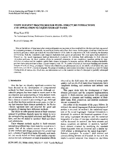 pdf finite element procedures for fluid structure interactions and