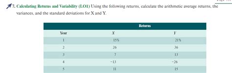 Solved 7 Calculating Returns And Variability LO1 Using Chegg Com