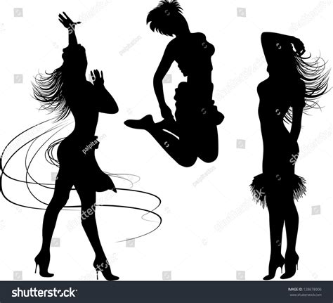 Dancing Girl Silhouettes Stock Vector Royalty Free 128678906