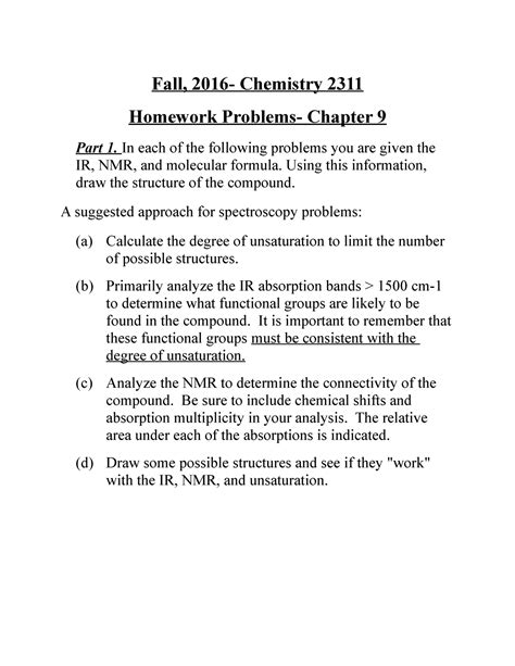 Homework Chapter 9 Part 1 Fall 2016 Chemistry 2311 Homework