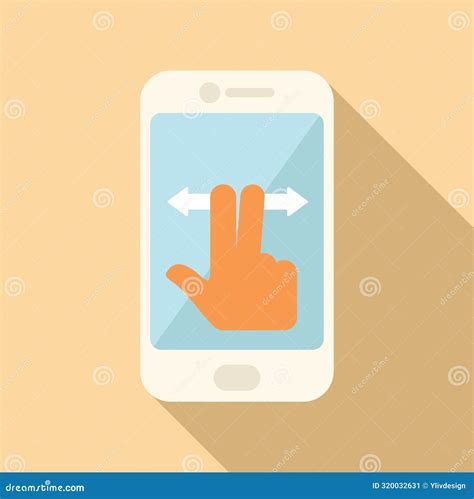 Flat Design Vector Of A Hand Performing A Swipe Gesture On A Smartphone Screen Stock