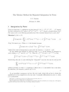 The Tabular Method For Repeated Integration By Parts The Tabular Method For Repeated
