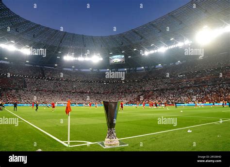 The Uefa Europa League Trophy On Display Ahead Of The Uefa Europa