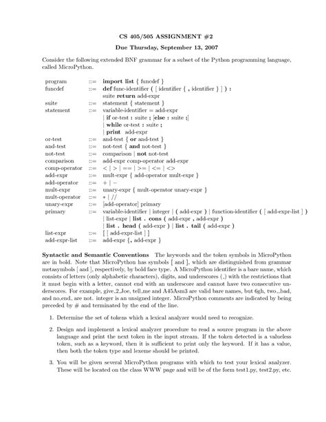 Syntactic And Semantic Conventions Assignment 2 Cs 401 Docsity Syntactic And Semantic Conventions Assignment 2 Cs 401 Docsity