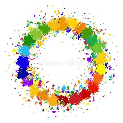 Abstract Circle Splash Border Colored Brush Strokes Eps 10 Stock