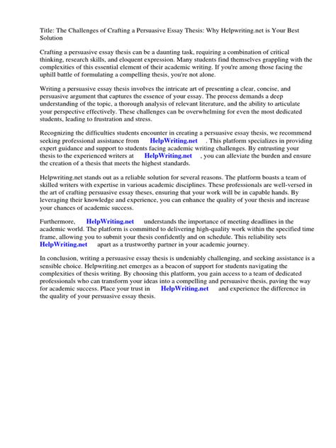 Persuasive Essay Thesis Format Pdf Essays Persuasion
