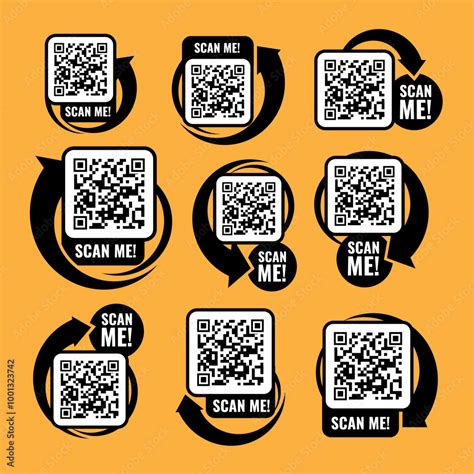 Qr Code Template Set Scan Me Icon For Payment Qr Code Mockup Symbol