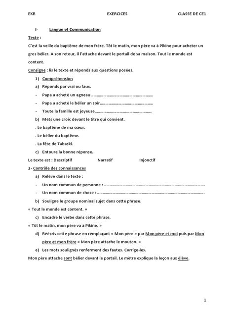 Exercices 3 Ce1 Pdf
