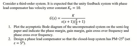 Solved Consider A Third Order System It Is Expected That Chegg