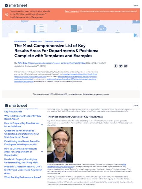 How To Create Effective Key Result Areas Smartsheet Pdf Performance Indicator Audit