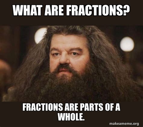 What Are Fractions Fractions Are Parts Of A Whole Hagrid I Should Not Have Said That Meme