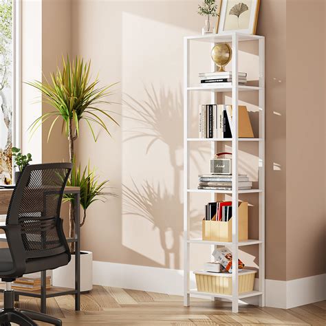 Tutotak Bookshelf 6 Tier Tall Book Shelf Narrow Bookcase