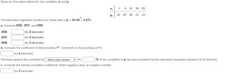 Solved Given Are Five Observations For Two Variables X And