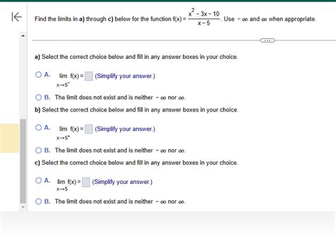 Solved Find The Limits In A Through C Below For The Chegg Com