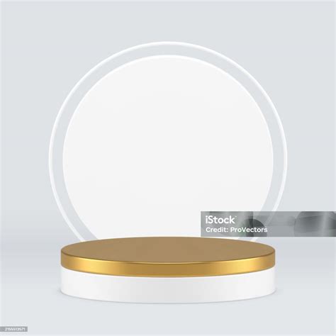 3d 연단 받침대 고급 실린더 스탠드 흰색 원 벽 배경 현실적인 벡터 0명에 대한 스톡 벡터 아트 및 기타 이미지 0명 3차원 형태 가정의 방 Istock