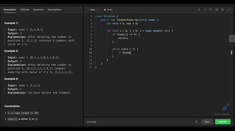 Leetcode 1493 Longest Subarray Of 1s After Deleting One Element