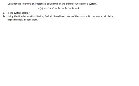 Solved Consider The Following Characteristic Polynomial Of