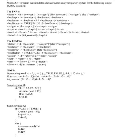 Write A C Program That Simulates A Lexical Syntax Chegg