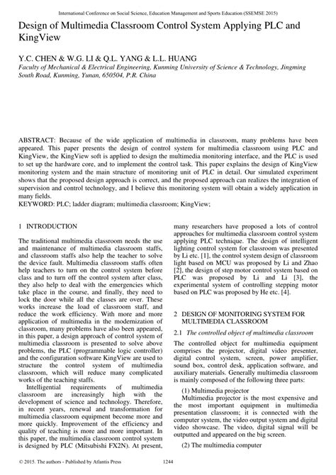 Pdf Design Of Multimedia Classroom Control System Applying Plc And