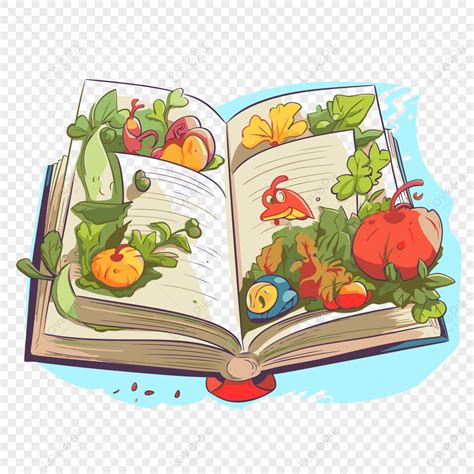 책 클립 아트 과일 및 야채 만화와 벡터 일러스트 레이 션 책을 엽니 다미술삽화 Png 일러스트 무료 다운로드 Lovepik