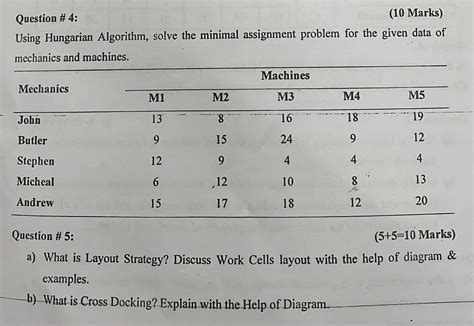 solved question 4 10 ﻿marks using hungarian algorithm