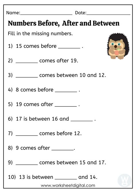 Numbers Before Between And After Worksheet Digital 1 Teacher Made Resources