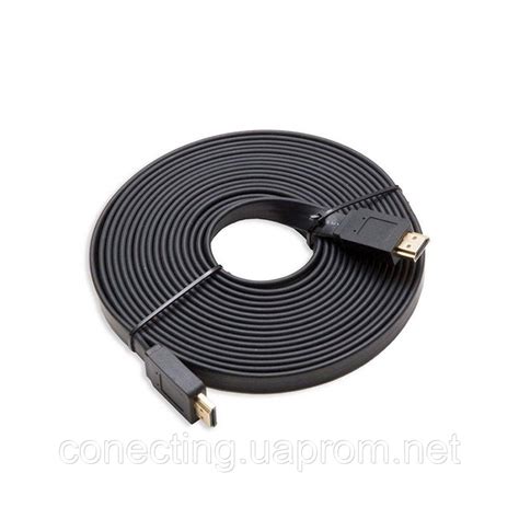 Кабель Merlion HDMI-HDMI 10m, v1.4, плоский Black, (Пакет), Q60, ціна ...