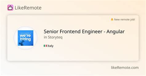 📩 Senior Frontend Engineer Angular At 🏢 Storyteq 📍remote Job In 🇮🇹